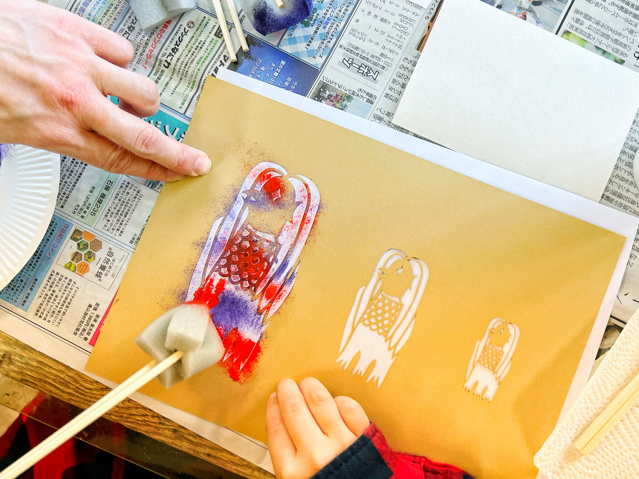 2022/11/24手漉き和紙の絵ハガキづくりワークショップを開催（仙台市立南材木町小学校1学年PTA行事） | 古民家びと